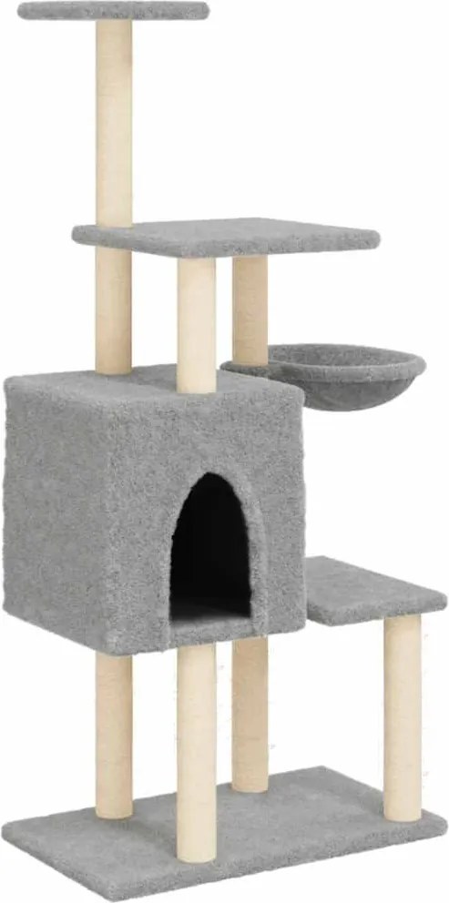 Škrabadlo pro kočky se sisalovými sloupky světle šedé 131 cm 172128