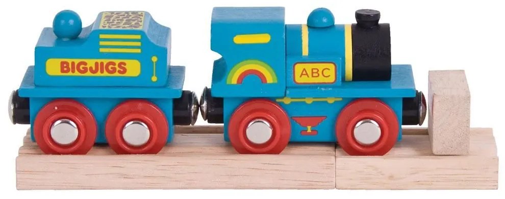 Bigjigs Rail Modrá mašinka s tendrem + 2 koleje