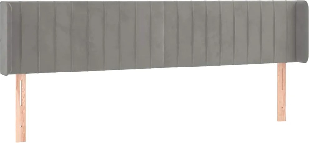 Čelo postele typu ušák světle šedé 163x16x78/88 cm samet 3119060