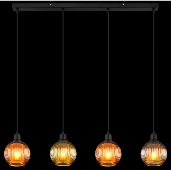 Globo 15638-4 - Lustr na lanku ZUMBA 4xE27/25W/230V měď/zelená/modrá