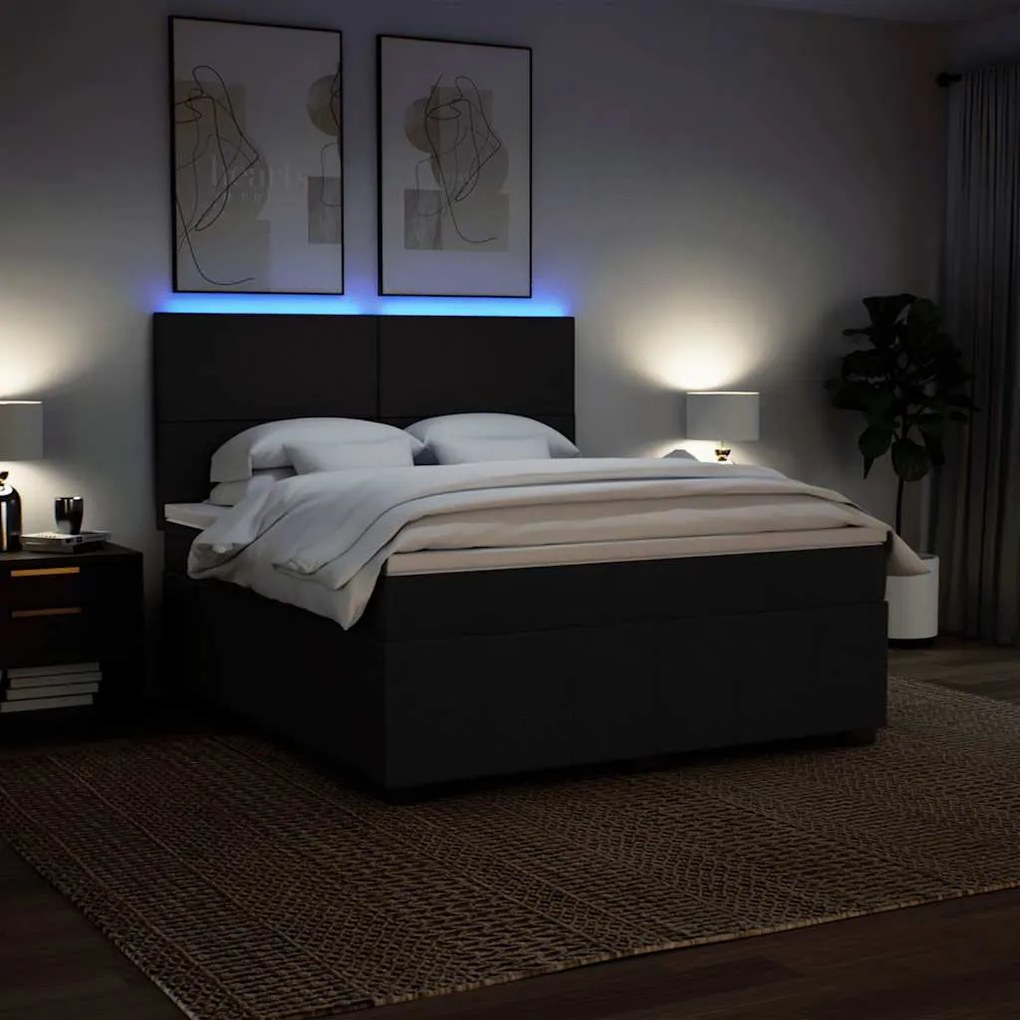 Box spring postel s matrací černá 180x200 cm textil 3294042
