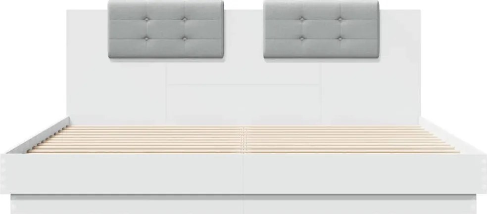 Rám postele s čelem a LED osvětlením bílý 200 x 200 cm 3209982