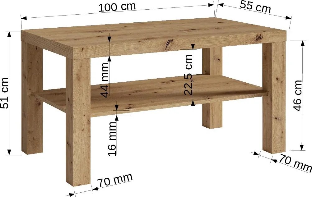 ADRK Furniture Konferenční stolek GOMEZ 100x55