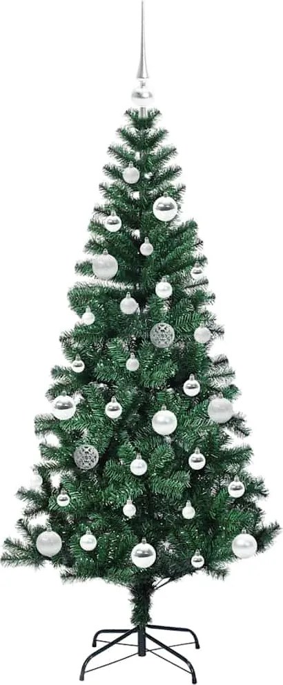 Umělý osvětlený vánoční stromeček Zelená 150 cm PVC a kov 3396754