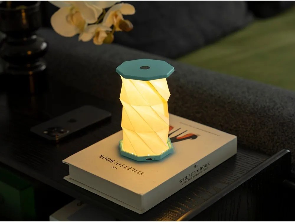 Bílá/tyrkysová přenosná světelná dekorace na USB ø 8 cm Twist – Gingko