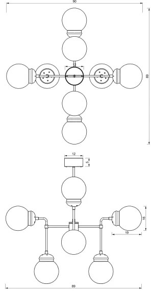 Lustr na tyči HYDRO 8xE14/60W/230V