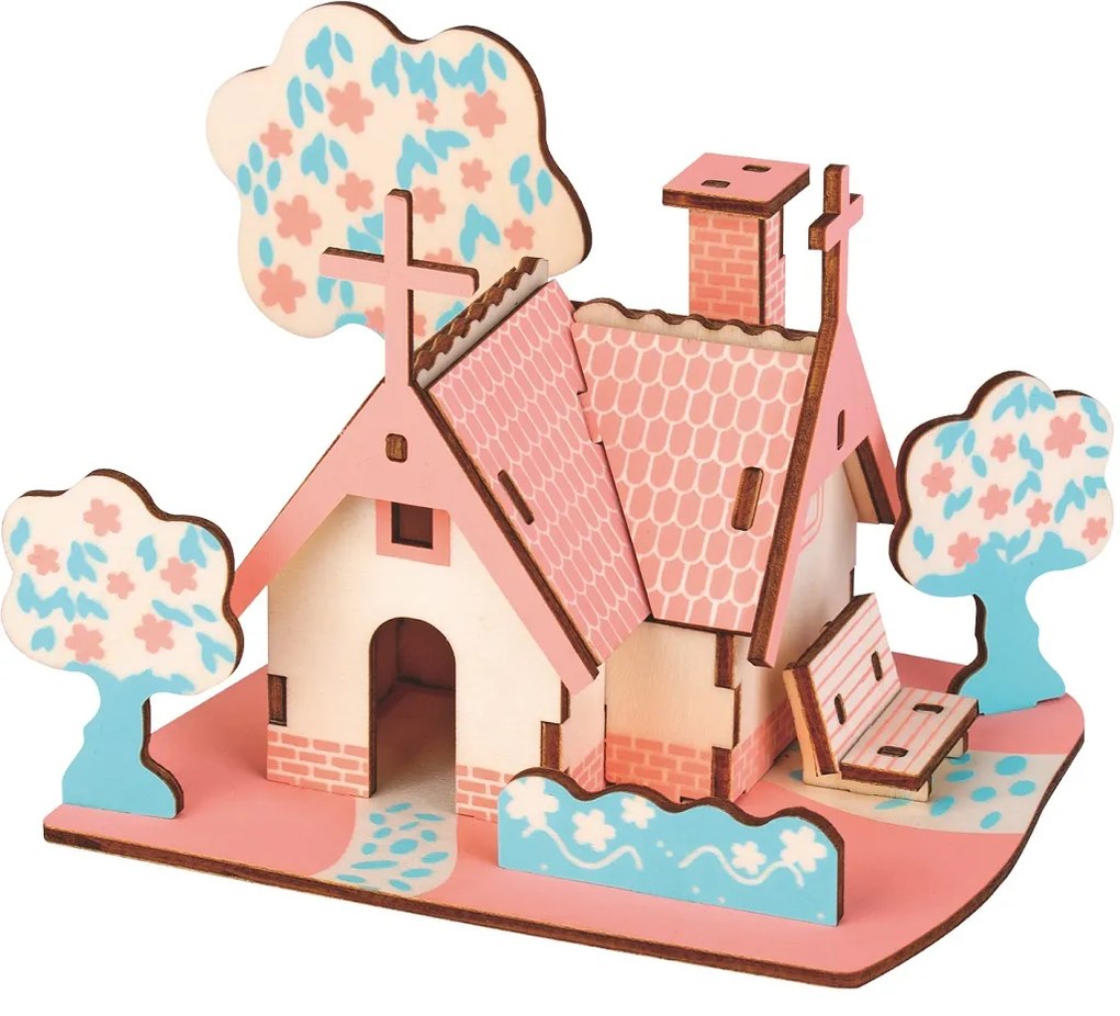 Woodcraft construction kit Woodcraft Dřevěné 3D puzzle Americká chata