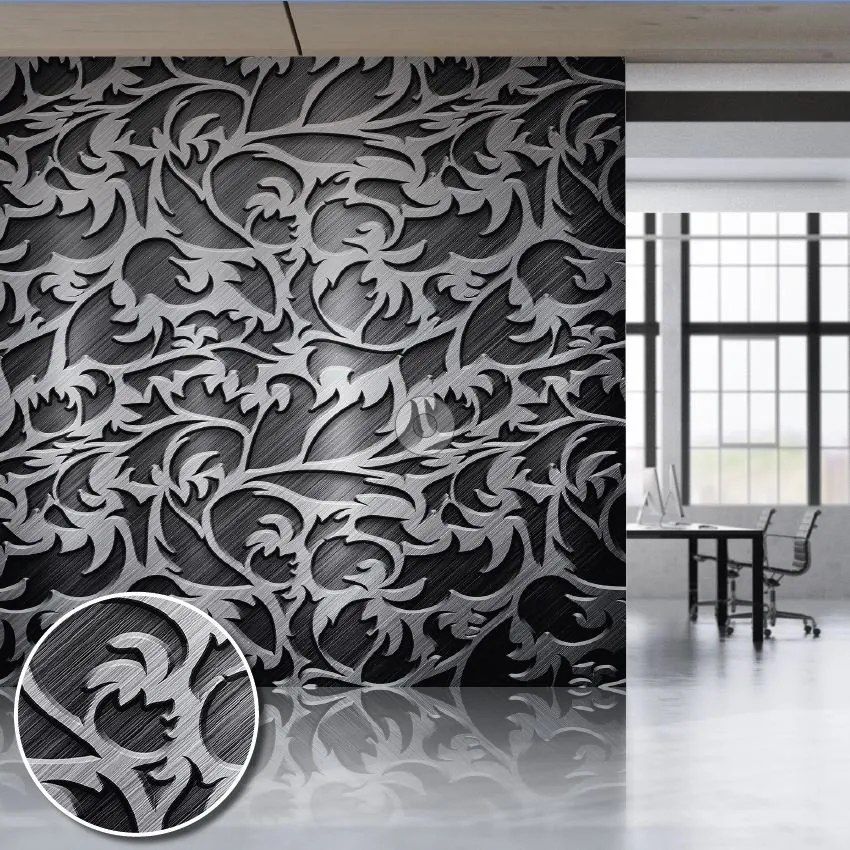 3D tapeta - kovové květy vliesová strukturovaná imitace štuku 240 x 260 cm