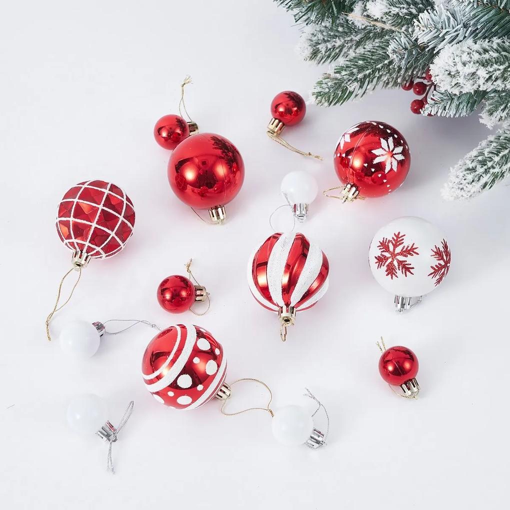 4Home Sada vánočních ozdob Merry&Bright, 42 ks, červeno-bílá
