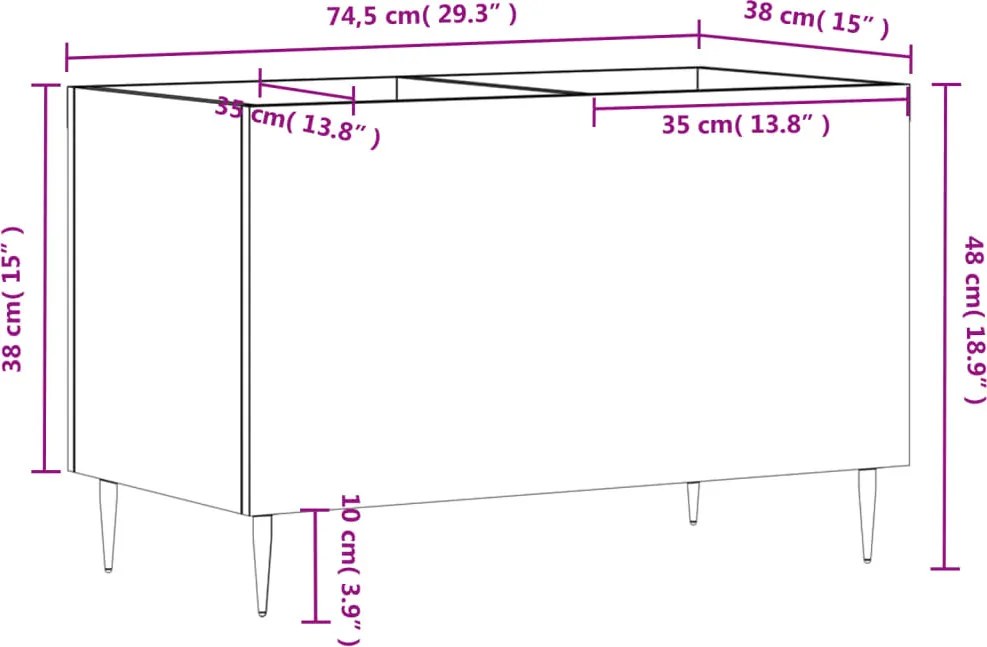 vidaXL Skříňka na LP desky 74,5 x 38 x 48 cm kompozitní dřevo [831721] Barva: hnědý dub