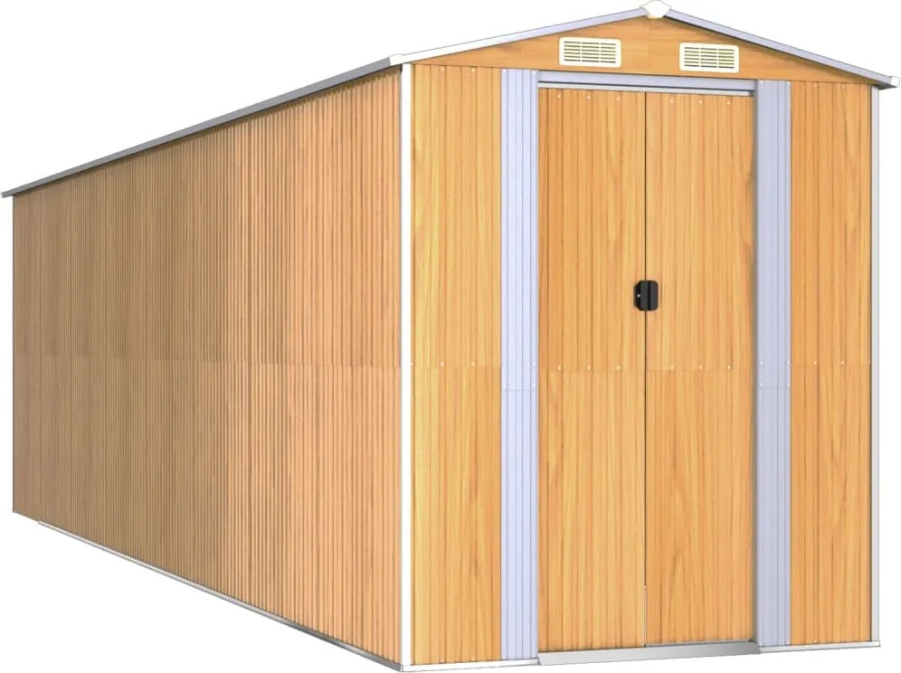 Zahradní kůlna světle hnědá 192x689x223 cm pozinkovaná ocel 3147477