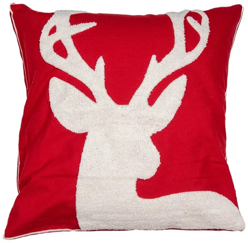 Červený povlak na polštář s jelenem Merry Christmas Deer - 45*45 cm
