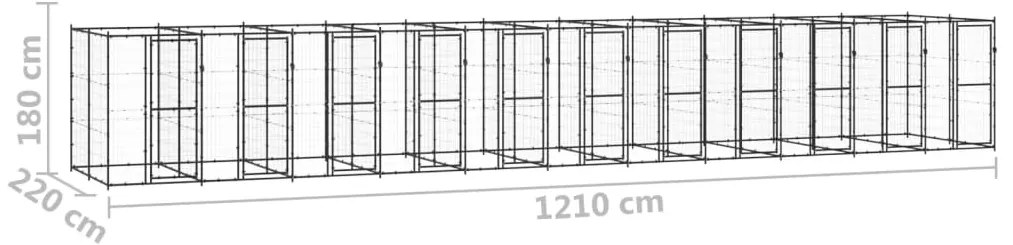 vidaXL Venkovní psí kotec ocel 26,62 m²