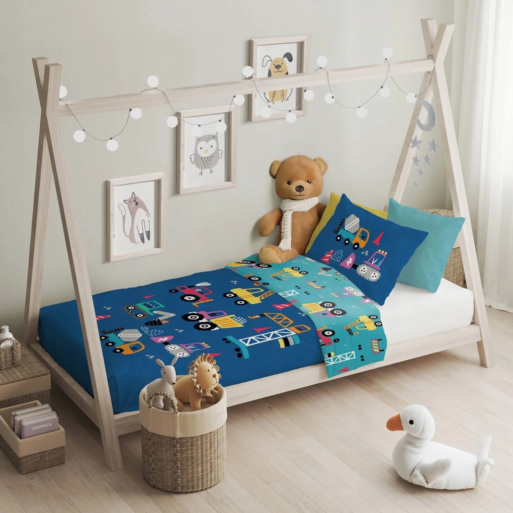 DĚTSKÉ BAVLNĚNÉ POVLEČENÍ TOY CARS 100X135 CM, 1KS 40X60 CM VZOROVANÉ