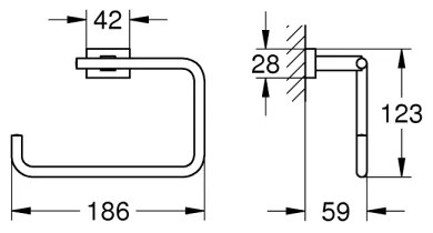 GROHE 40510001 - Držák na ručníky ESSENTIALS CUBE 188 mm lesklý chrom