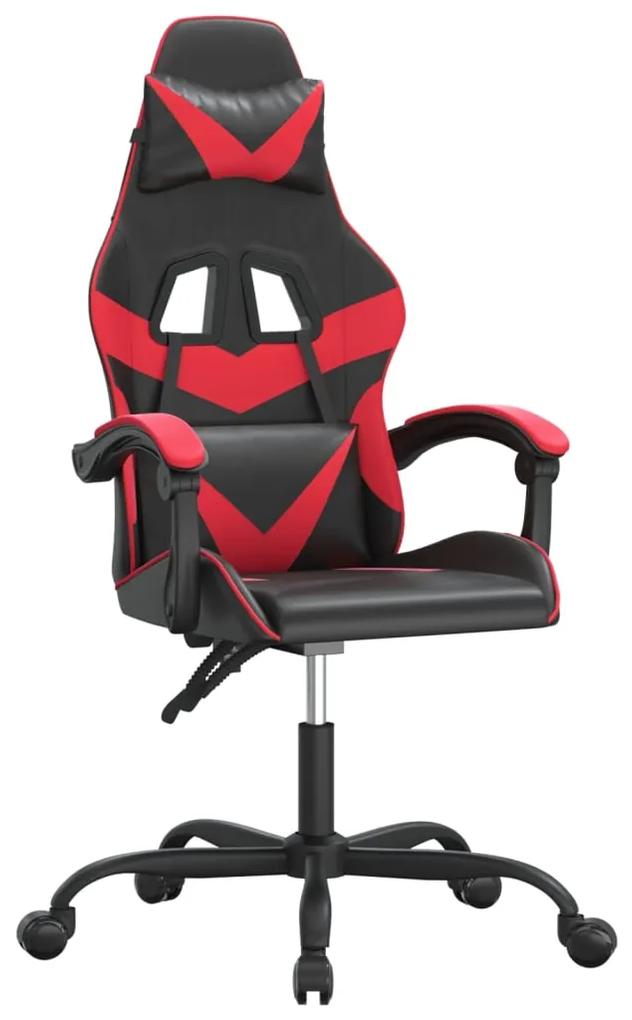 vidaXL Otočná herní židle černá a červená umělá kůže