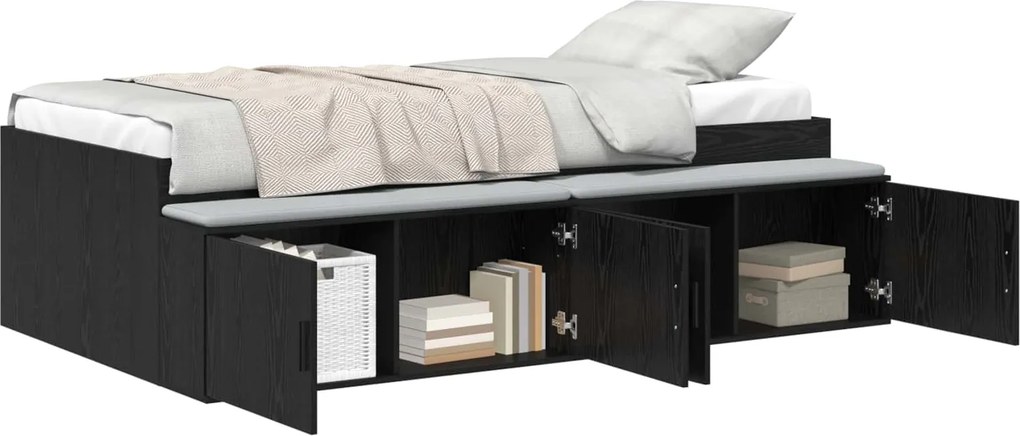 Rám postele se zásuvkou Černý dub 90 x 190 cm Kompozitní dřevo 3335206