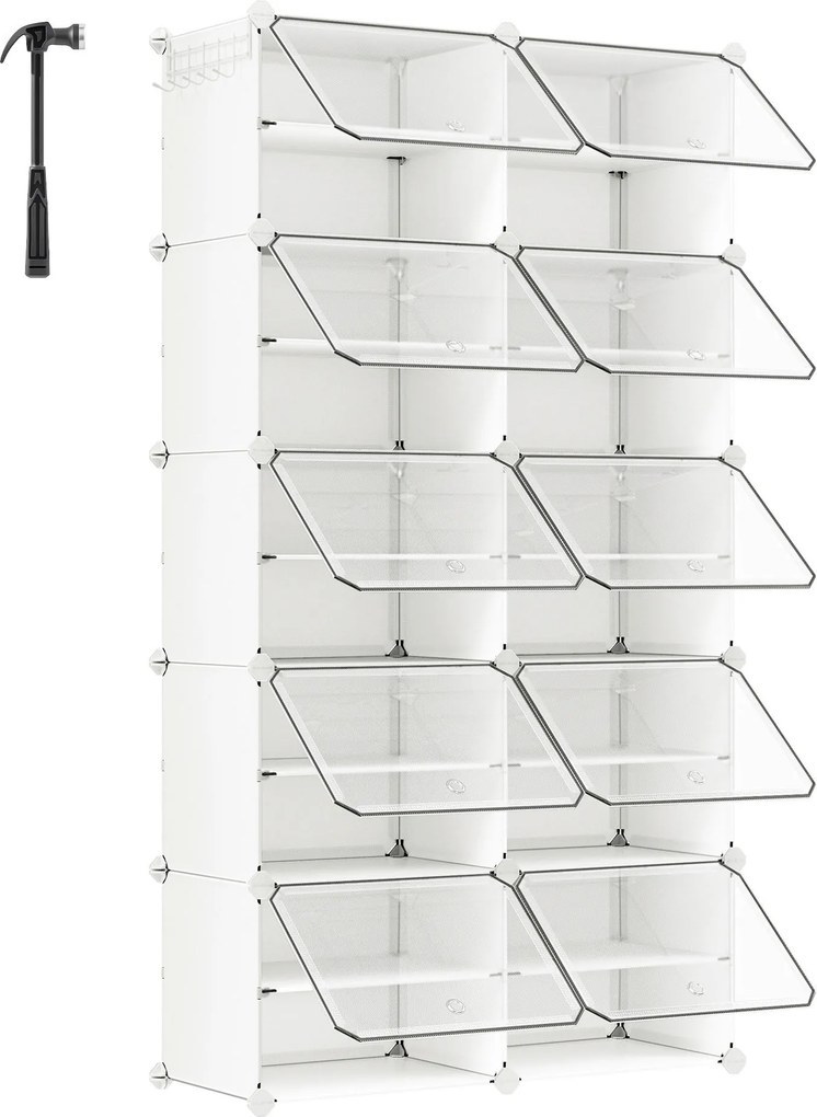 XXXLutz REGÁL NA BOTY, bílá, průhledné, 83/156/32 cm - Online Only šatny & botníky - 002543059801