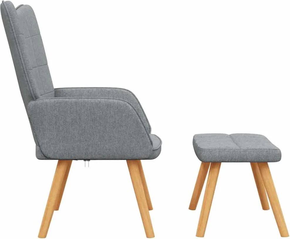 Relaxační křeslo se stoličkou světle šedé textil 327930