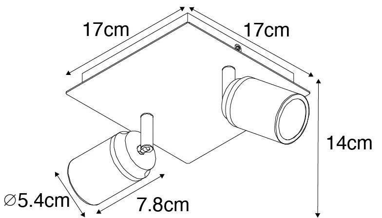 Moderní koupelnové bodové světlo bílé čtvercové 2-světlo IP44 - Ducha
