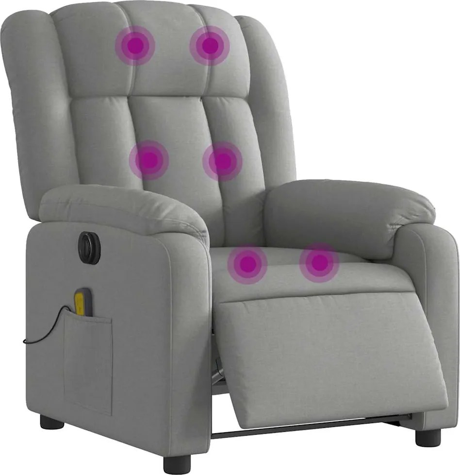Elektrické masážní polohovací křeslo světle šedé textil 3205304