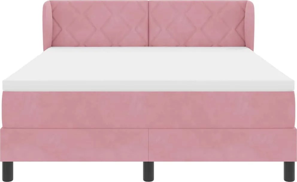 Postel s boxspringem s čelo Růžová 140 x 200 cm samet 3340447