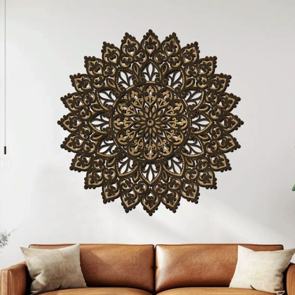 dřevo života 3 vrstvá mandala HARMONIE DUŠE Rozměry (cm): 80x80, Zvolte barevný dekor: wenge-dub zlatý