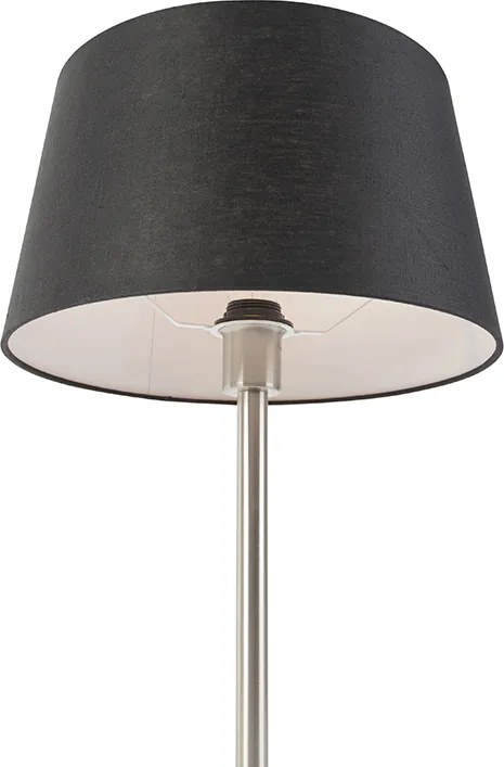 Moderní stolní lampa ocel s černým stínítkem 35 cm - Simplo