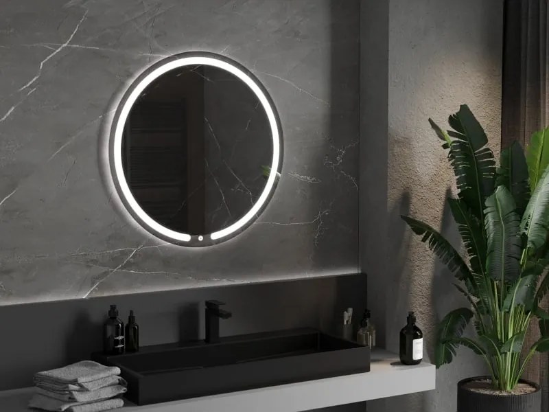 Mexen Rose Podsvícené koupelnové zrcadlo, kulaté 80 cm, LED 6000K, proti zamlžení - 9810-080-080-611-00
