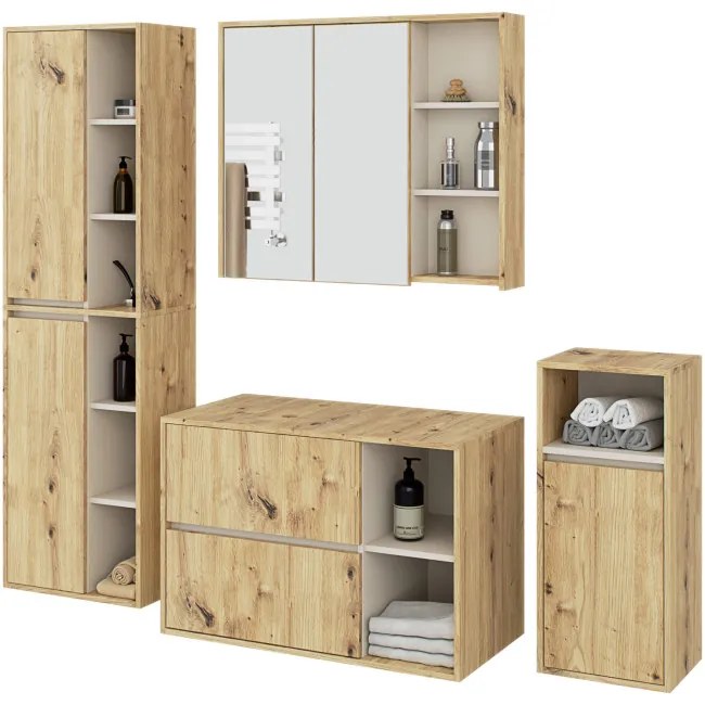 Koupelnová sestava VAMI s otvory na umyvadlo dub artisan / béžová