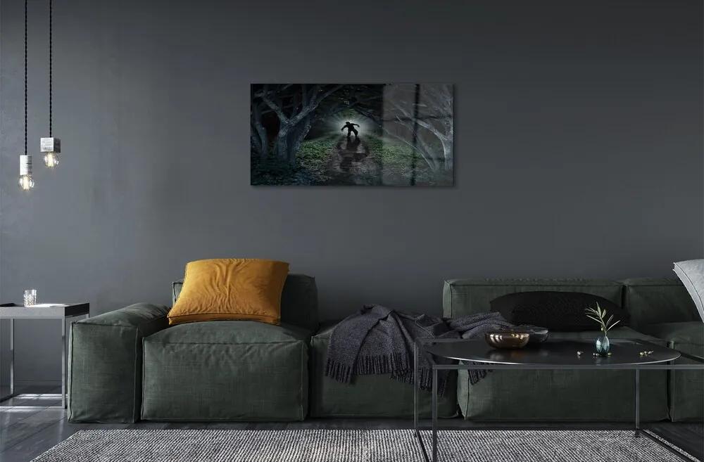 Obraz na skle strom formu temného lesa 140x70 cm