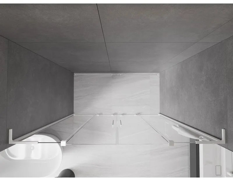 Mexen Velar L Duo, posuvné sprchové dveře do otvoru 170 cm, 8mm čiré sklo, bílá matná, 871-170-003-02-20