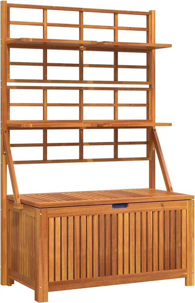 Úložný box s treláží 99 x 50 x 160 cm masivní akáciové dřevo 318760