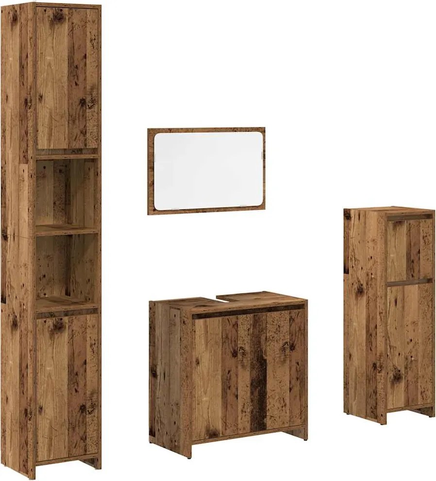 4dílná koupelnová sestava old wood kompozitní dřevo 3328555