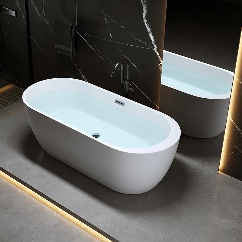 BPS-koupelny Volně stojící akrylátová vana HYD-POR503A 150x75 bílá, odtokový komplet chrom