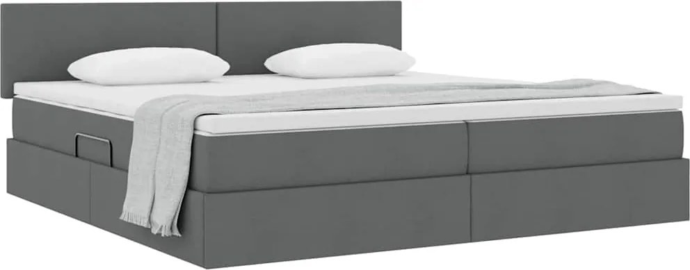 Postel s úložným prostorem a matrací Tmavě šedá 200 x 200 cm 3370468