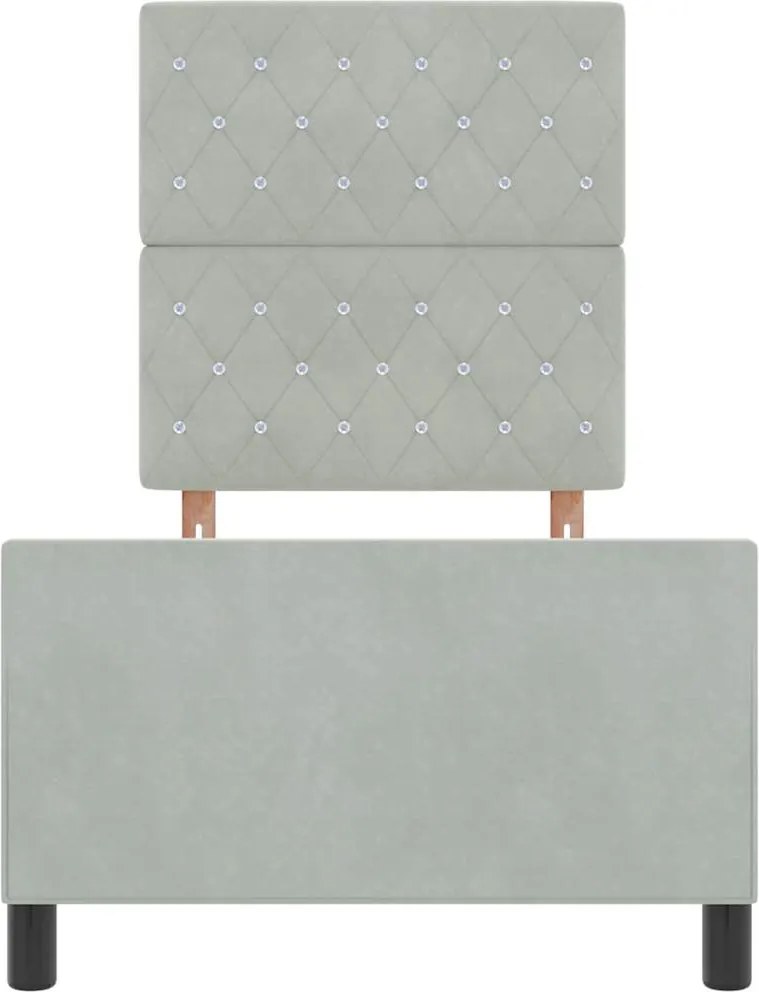 Postel s boxspringem s čelo Světle šedá 80 x 200 cm samet 3344837