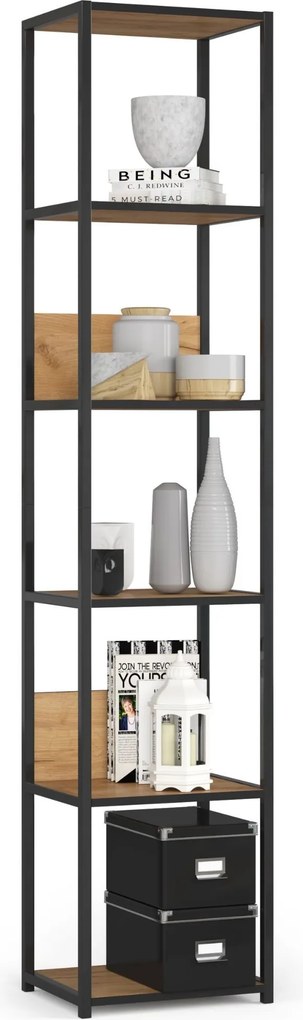 Kovový regál Loft 40 cm černá/dub craft