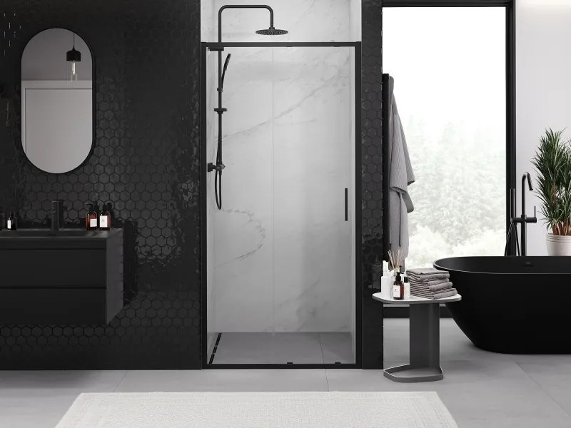 Mexen Exo sprchové dveře posuvné 115 cm, transparentní, černé - 8151-115-000-70-00