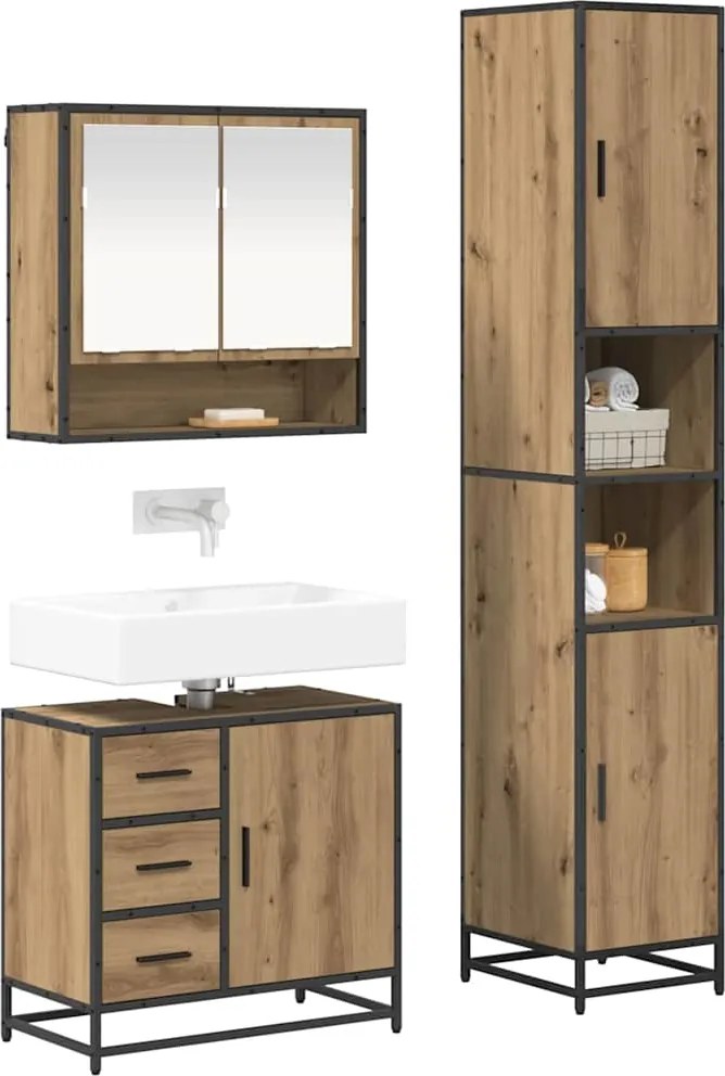 Sada koupelnového nábytku 3 ks Artisanový dub 3402549