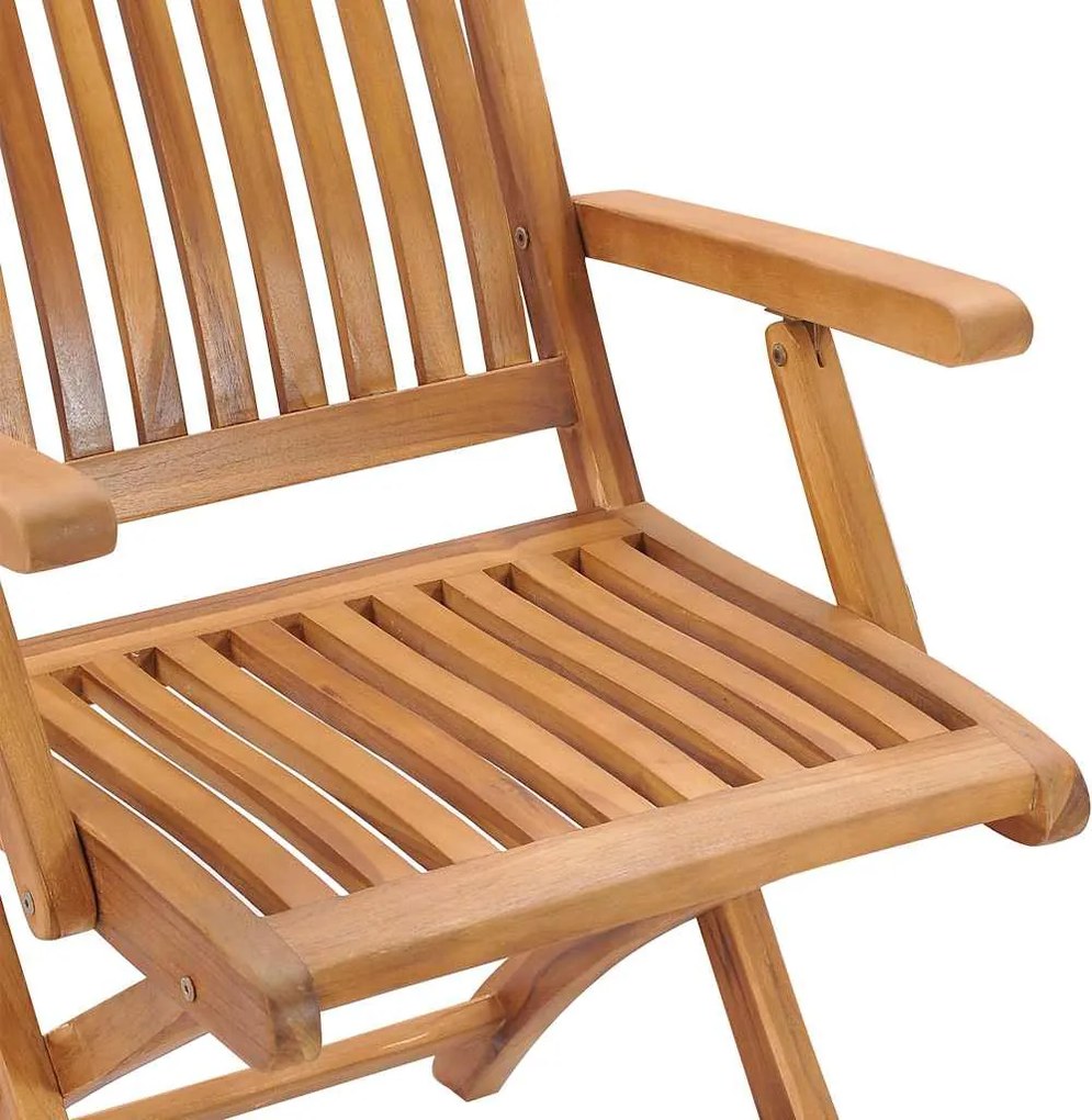 Skládací židle 2 ks s béžovými polštáři z masivního teakového dřeva 3062409