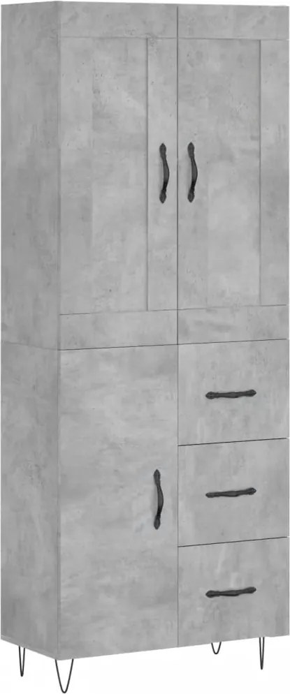 Skříň highboard betonově šedá 69,5x34x180 cm kompozitní dřevo 3199845