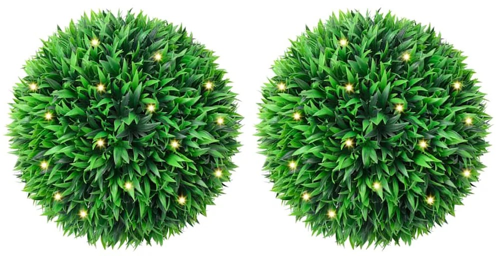 Umělé buxus koule s LED světly 2 ks zelené 38 cm 3335901