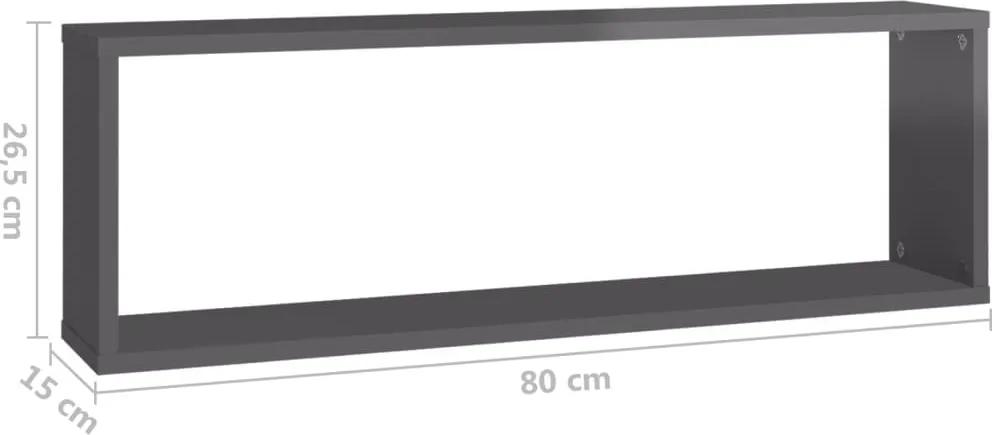 vidaXL Nástěnné krychlové police 4 ks 80x15x26,5 cm dřevotříska [807131] Barva: bílá s vysokým leskem