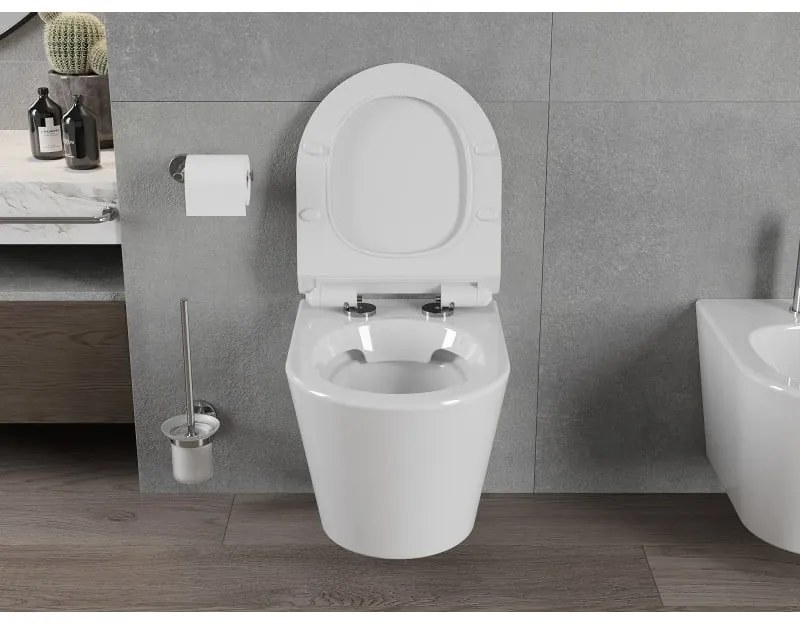 Mexen Rico závěsné wc Rimless s toaletním sedátkem Slim z duroplastu, bílá - 30720100