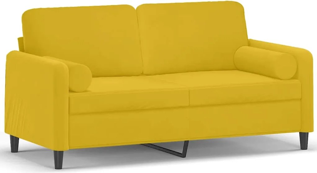 2místná pohovka s polštáři žlutá 140 cm samet 3200887