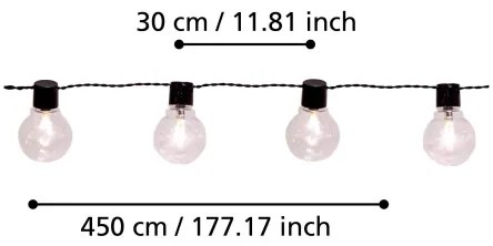 Eglo 900213 - LED Venkovní dekorační řetěz PARTAJ 16xLED/0,064W/24V IP44 černá