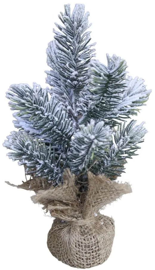 Vánoční stromek zasněžený umělý zelený v jutě 20 cm (Chic Antique)