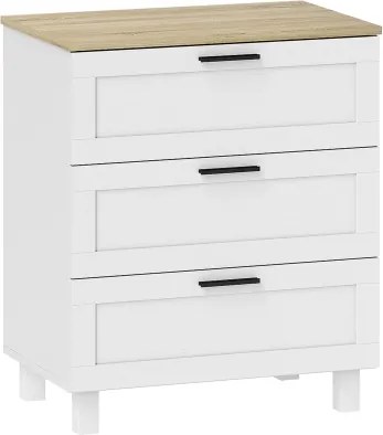 HOMCOM komoda se 3 zásuvkami, 60×38×71 cm – bílá/dřevěný vzhled