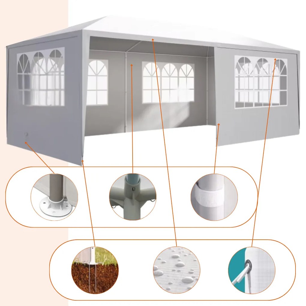 Párty stan NEAPOL, 3x6m, bílá Jurhan